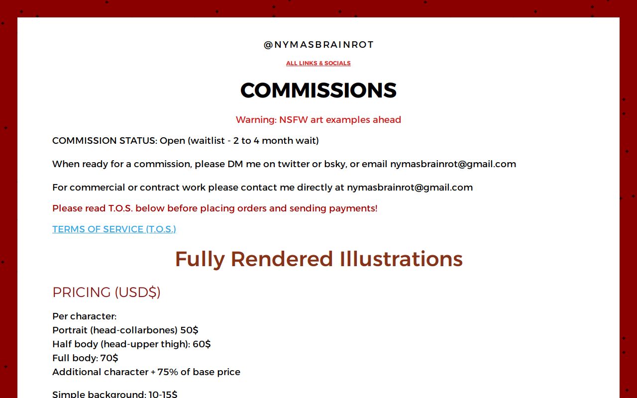Nyma's Commissions